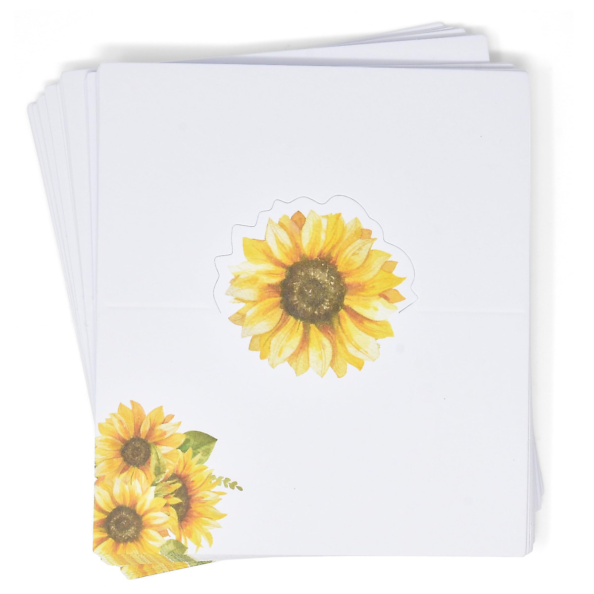 100 Pcs Fall Sunflower Place Cards Floral Yellow Sunflowers Name Card Wedding Table Setting Folded Tent Cards Baby Shower Party Dinner Placement