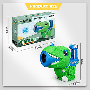 TOY Life Dinosaur Bubble Gun for Toddlers with 3 Bubble Refill Solutions, Bubble Machine for Kids Ages 4-8, Bubble Kids Leaf Blower, Bubble Blaster Gun, Bubble Maker, Easter Bubble Gift for Kids