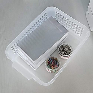 Qskely Rectangular Plastic Storage Organization Trays Baskets in Clear, 6-Pack