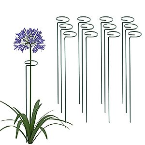 Thealyn 12 Pack 18 Inch Plant Support Stakes, Metal Single stemmed Flower Support Hoops，Garden Plant Stakes Plant Prop for Amaryllis Orchid Lily Rose Peony Tomatoes Gladiolus