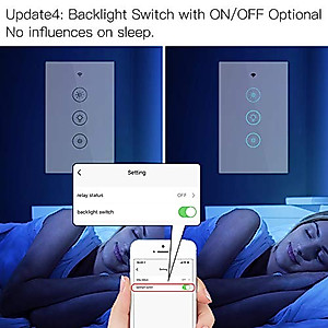 MOES WiFi Smart Light Dimmer Switch with RF433 Remote Controller, 3 Way Muilti-Control Association Smart Life/Tuya APP Relay Status Backlight Switch Off Works with Alexa Google Assistants,White Touch