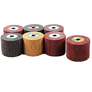 Polishing Burnishing Wheel Abrasive Polishing Flap Burnishing Wheel Wire Drawing Metal Iron Aluminum Polishing Wheel for Burnishing Machine Polisher Sander Grit 60# 80# 120# 180# (Style 1)