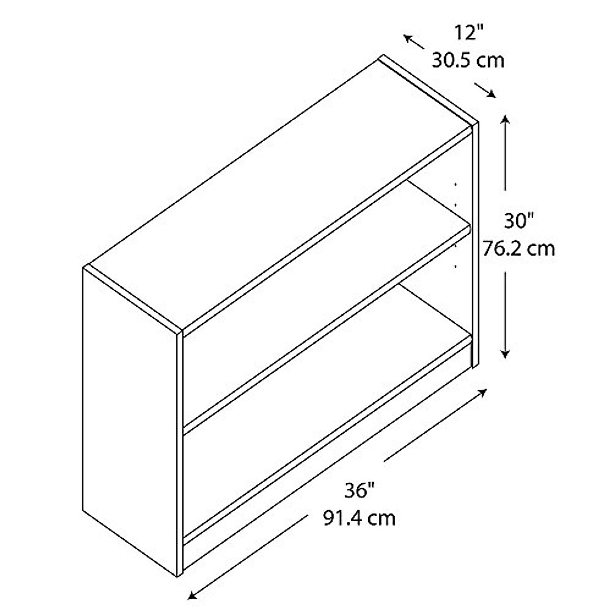 Bush Furniture Universal 2 Shelf Bookcase in Pure White