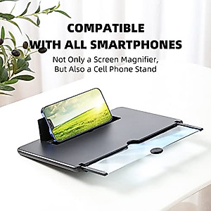 Screen Magnifier for Cell Phone, 16" Phone Magnifying Screen 2023 Upgraded HD 3D Phone Screen Amplifier Phone Stand with Screen Enlarger Compatible with All Smartphones for Movies Videos Gaming