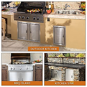 EBUY Outdoor Kitchen Doors 17Wx24H Inch BBQ Vertical Single Access Stainless Steel Door Good for Outdoor Kitchen BBQ Island Grilling Station