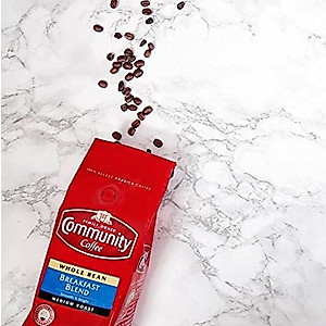 Community Coffee Breakfast Blend Whole Bean Coffee, Medium Roast, 72 Ounce (12 Ounce Bags, Pack of 6)