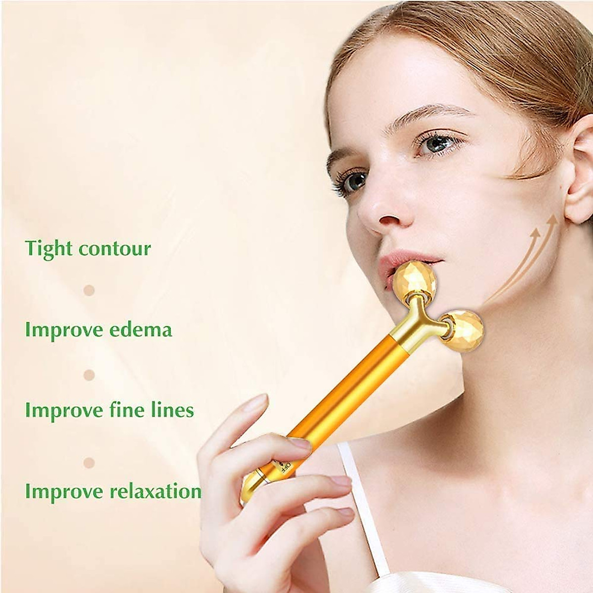 DANGSHAN 2-in-1 Electric Face Massager 24k Golden Facial Massager, 3D Roller and T Shape Facial Roller Massager Kit Skin Care Tools