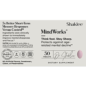 Shaklee MindWorks® - Brain Health Supplement for Brain Sharpness & Focus - Supported Nutrients & Extracts - Chardonnay Grape Seed Polyphenols, Guarana Extract, Vitamins B6, B12, Folate - 30 Tablets