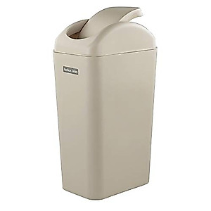 Obstnny Slim Plastic Trash Can for Narrow Spaces at Home or Office, Khaki.