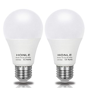 E26 LED Light Bulbs Warm White 3000k 12V 24V Low Voltage 9W Standard Edison Base A19 80w Halogen Bulb Equivalent Pack of 2