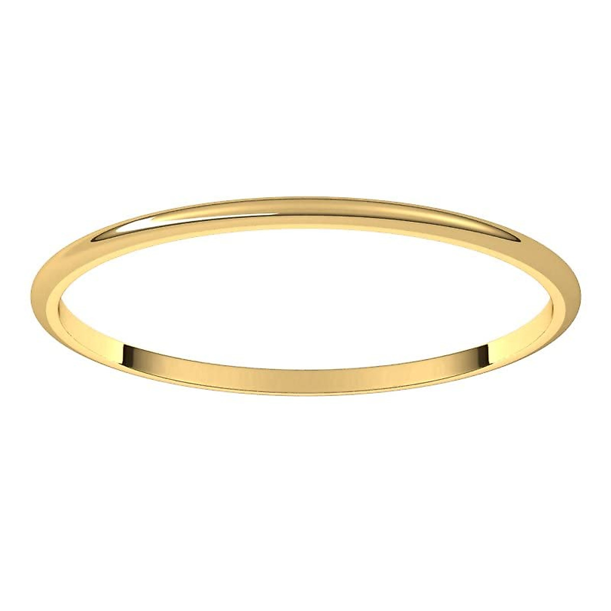 Bonyak Jewelry 18k Yellow Gold 1mm Half Round Ultra-Light Band Stylish Design, Size 7