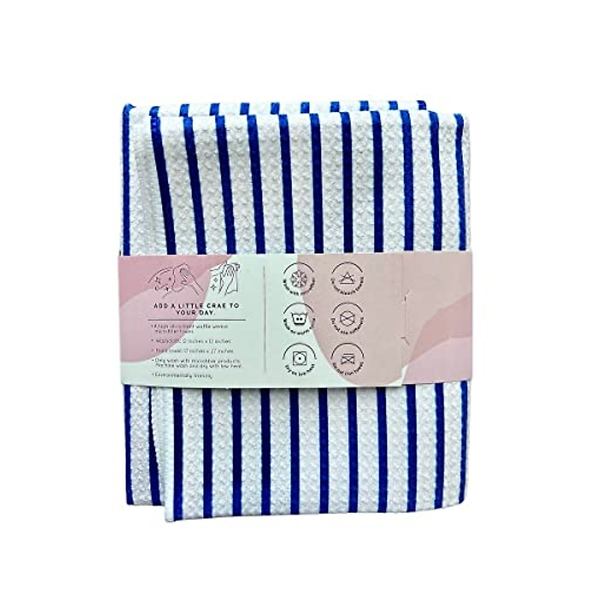 Crae Home Waffle Weave Pattern Microfiber Hand Towel Wash Cloth Set (Indigo/Poppie)