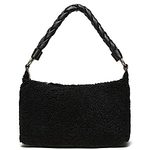 Like Dreams Women Soft Sherpa Top Handle Vegan Leather Winter Fashion Handbag Purse (Grey)