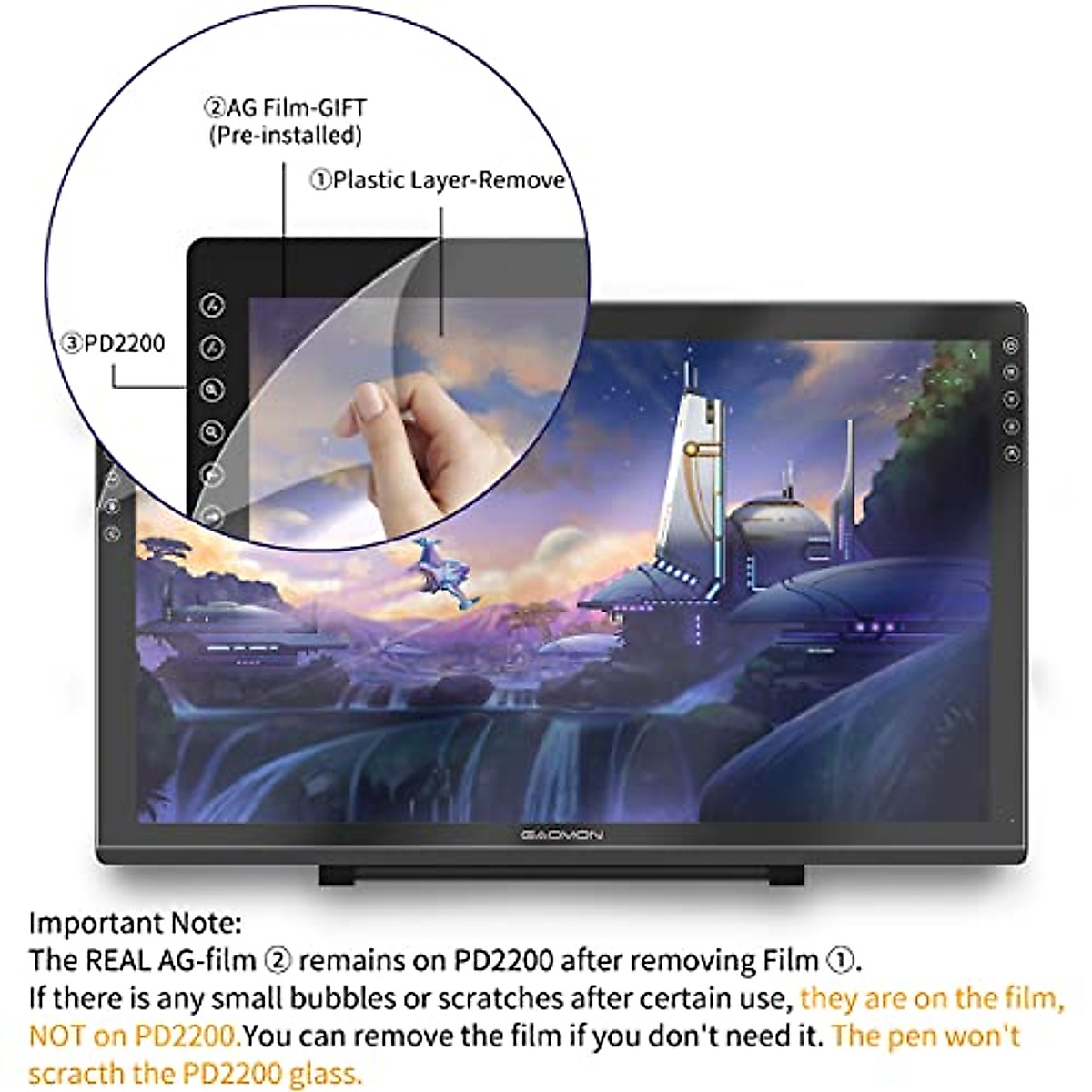 GAOMON PD2200 130% sRGB Full-Laminated Pen Display with 8192 Battery ...