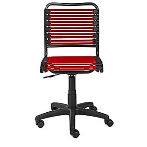 HomeRoots Red Flat Bungie Cord Low Back Rolling Office Chair