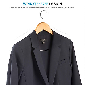 ZOBER High-Grade Wooden Suit Hangers (10 Pack) with Durable Adjustable Metal Clips, 360° Swivel Hook, Shoulder Notches for Dress Coat, Blouse, Jacket