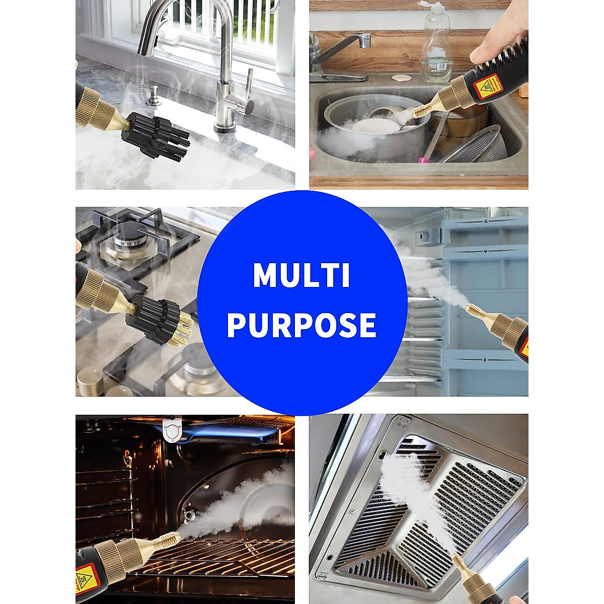 Moongiantgo 1700W High Pressure Steam Cleaner Handheld Portable Instant Steam Cleaning Machinefor Commercial Home USe Kitchen Bathroom Grout Tile Car Detailing (Yellow, 110V)