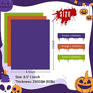 30 Sheets Halloween Cardstock 250gsm Halloween Construction Paper 3 Colors Cardstock 8.5 X 11 Inch, Black Cardstock Scrapbook Paper Kit for School Supplies, Holiday Crafting, Arts and Crafts