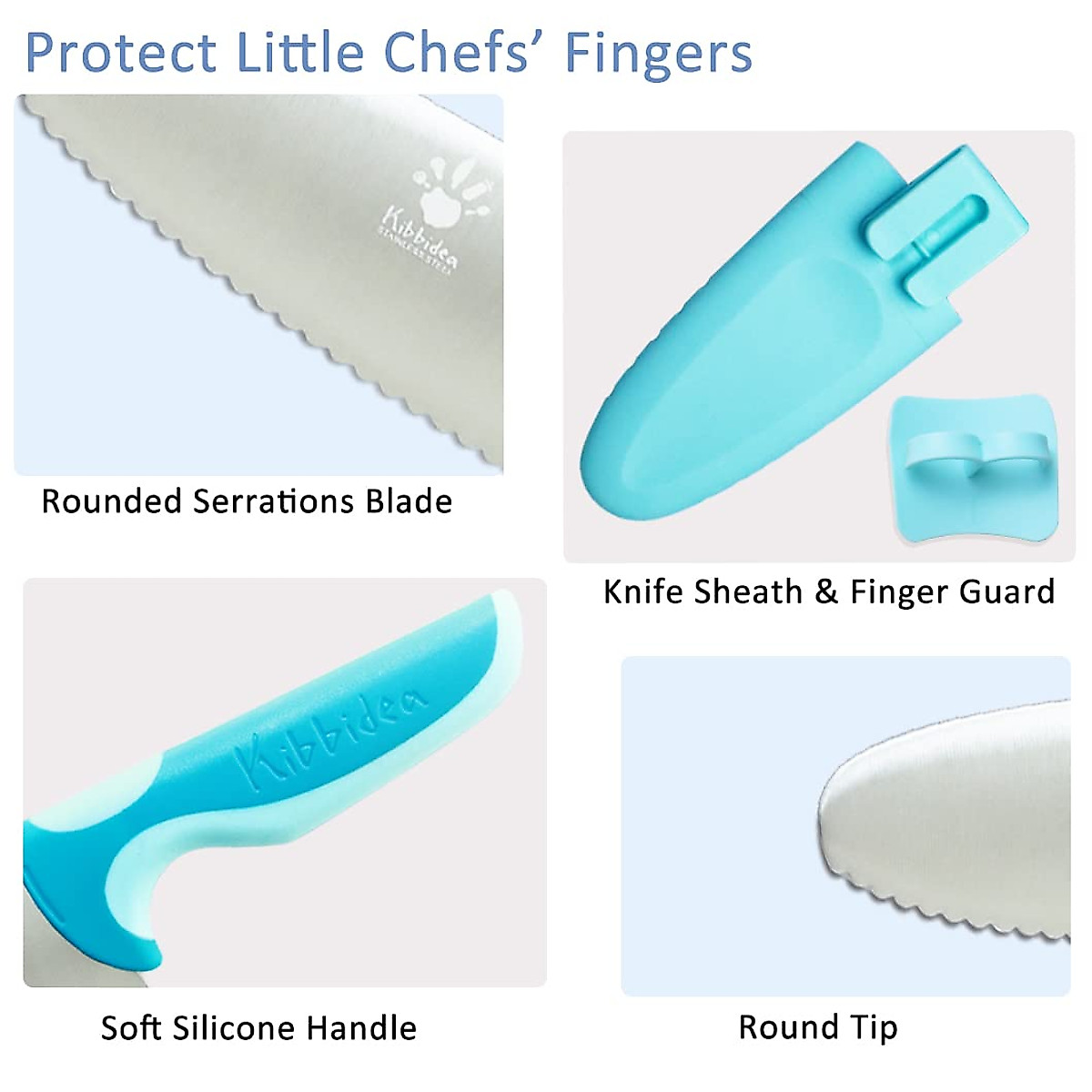 Kibbidea Kids Knife Set, Safe Kids Knife With Peeler, Cute Kids Chef's Knife for Cutting Peeling Veggies Fruits