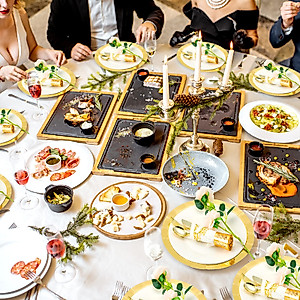 96 Pcs Disposable Gold Round Charger Plates 13 Inch Charger Dishes for Dinner Heavy Duty Golden Dessert Plates Disposable Party Serving Tray Food Paper Plates for Table Setting Wedding Birthday