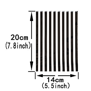 Clear Plastic Cellophane Treat Bags - Black White Stripes Party Favors Cello Bags Wedding Baby Shower Birthday Party Cookie Candy Treat Favors Bags, 100pc