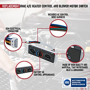 Replacement HVAC A/C Heater Control and Blower Motor Switch - Compatible with Jeep - 1999-2004 Wrangler TJ - Replaces 55037473AB, 55037473AA, 55037612AA, HS-373 - AC Climate Heater Panel Selector Unit