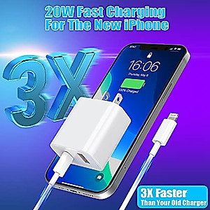 [Apple MFi Certified] iPhone Fast Charger, Veetone 20W Dual Port USB C Power Delivery Wall Charger Plug&2Pack 6FT Lightning Cable, PD/QC3.0 Type C Quick Charge for iPhone 13/12/11/XS/XR/X/iPad/Airpods