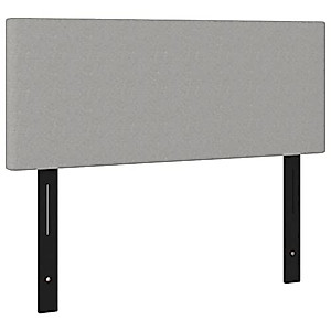 vidaXL Bed Frame, Box Spring Bed Single Platform Bed with Mattress, Bed Frame Mattress Foundation with Headboard for Bedroom, Light Gray Twin Fabric