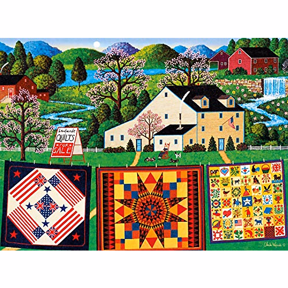 Buffalo Games - Charles Wysocki - The Quiltmaker Lady - 1000 Piece Jigsaw Puzzle, Green