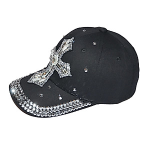 Popfizzy Bling Baseball Cap for Women and Girls, Fun Bedazzled Hats, Shiny Rhinestone Denim and Diamond Hat, Sparkly Gifts
