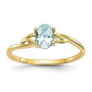 IceCarats 10K Yellow Gold Blue Aquamarine Ring Gemstone Band March Birthstone Jewelry Size 7.00