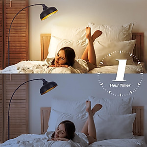 Arc Floor Lamps Bronze, Standing Lamps for Living Room with Remote Control, Foot Switch, Metal Shade, Arched Floor Lamp with Stepless Dimmable LED Bulb, Brown Floor Reading Tall Lamp for Bedroom