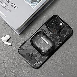 MONOCARBON Carbon Fiber Case-for-AirPods-Pro-2nd, Generation 2022 Slim Durable Cover-for-AirPods-Pro-2 Accessories,Support Wireless Charging,Shock,with Stripes Lanyard.(Matte Finish)