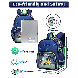 Tanou Toddler Backpack for Boys, 11 Inch Ultra-light Kids Small Backpacks, 2023 Cute Toddler Bag for Preschool Day Care, Dinosaur