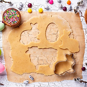 Cookie Cutters, 6 Pcs Easter Cookie Cutter Set, Egg, Bunny, Rabbit, Butterfly, Carrot, Chick Stainless Steel Biscuit Cutters for Easter Biscuits