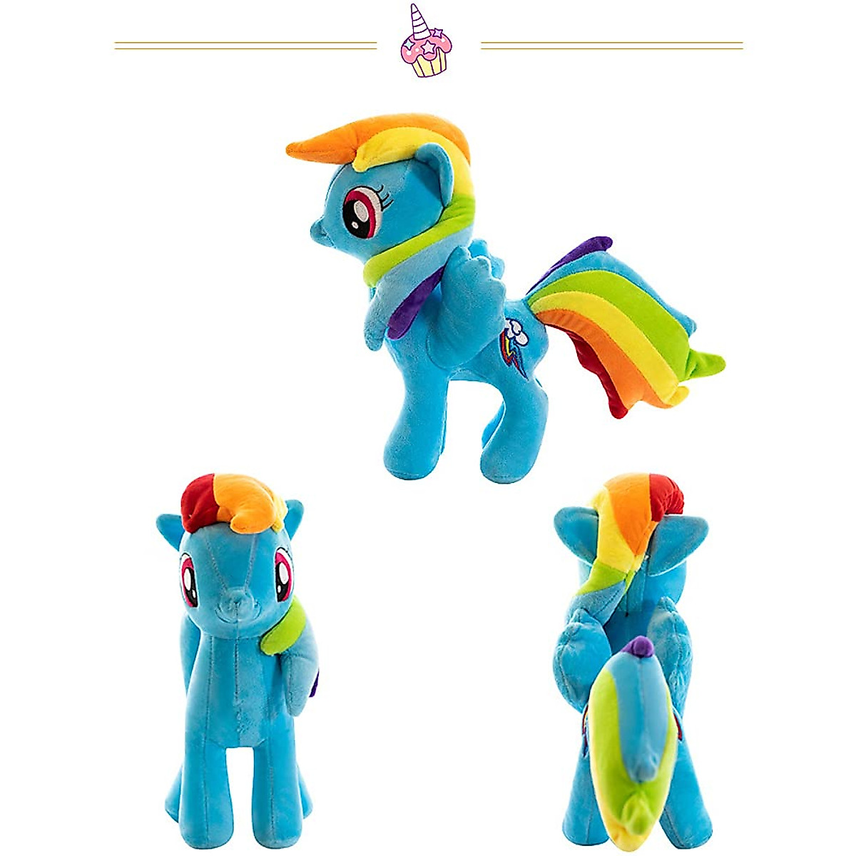 SUEMIA Unicorn Plush Doll Toy Gifts for Game Fans and Kids Birthday Christmas Toys Figures Decoration for Boys Girls (Rainbow Dash, 30cm)