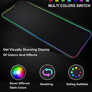 Mouse Pads Blue Pink Anime Cute Girls Large RGB LED Mousepad Anime for Gamer Yellow Background Gaming Mouse Pad Computer Accessories Big Keyboard Laptop Desk Mat,Color,XX-Large(400X900MM)