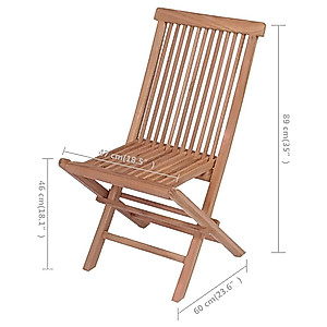 vidaXL - Patio Folding Chairs 4 Pcs/Camping/Garden/Lawn Seating/Table Set - Solid Wood Teak - 18.5"x23.6"x35" - Foldable Design for Home/Office/Café Use