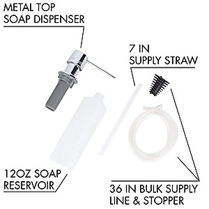 JS Jackson Supplies Soap Dispenser Kit for Laundry Tubs and Kitchen Sinks, Zinc Nozzle & Head in a Chrome Finish, Comes with Extension Tube 36" (3 Foot) & Bottle Stopper, Refill from the Top or Bottom