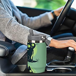 STVNKML 30 Oz Tumbler with Handle And Straw, Colorful Cartoon Cat Leakproof Stainless Steel Water Bottle for Hot & Cold Drinks 24 Hours, Car Cup Holder Friendly, Travel Mug for Home, Office, Gym