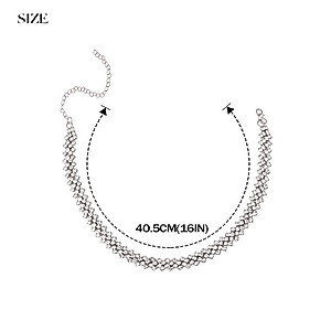 JEAIRTS Rhinestone Choker Necklace Silver Diamond Row Necklaces Sparkly Crystal Necklace Chain Jewerly Fashion Minimalist Party Prom Accessories for Women and Girls (Style 1)