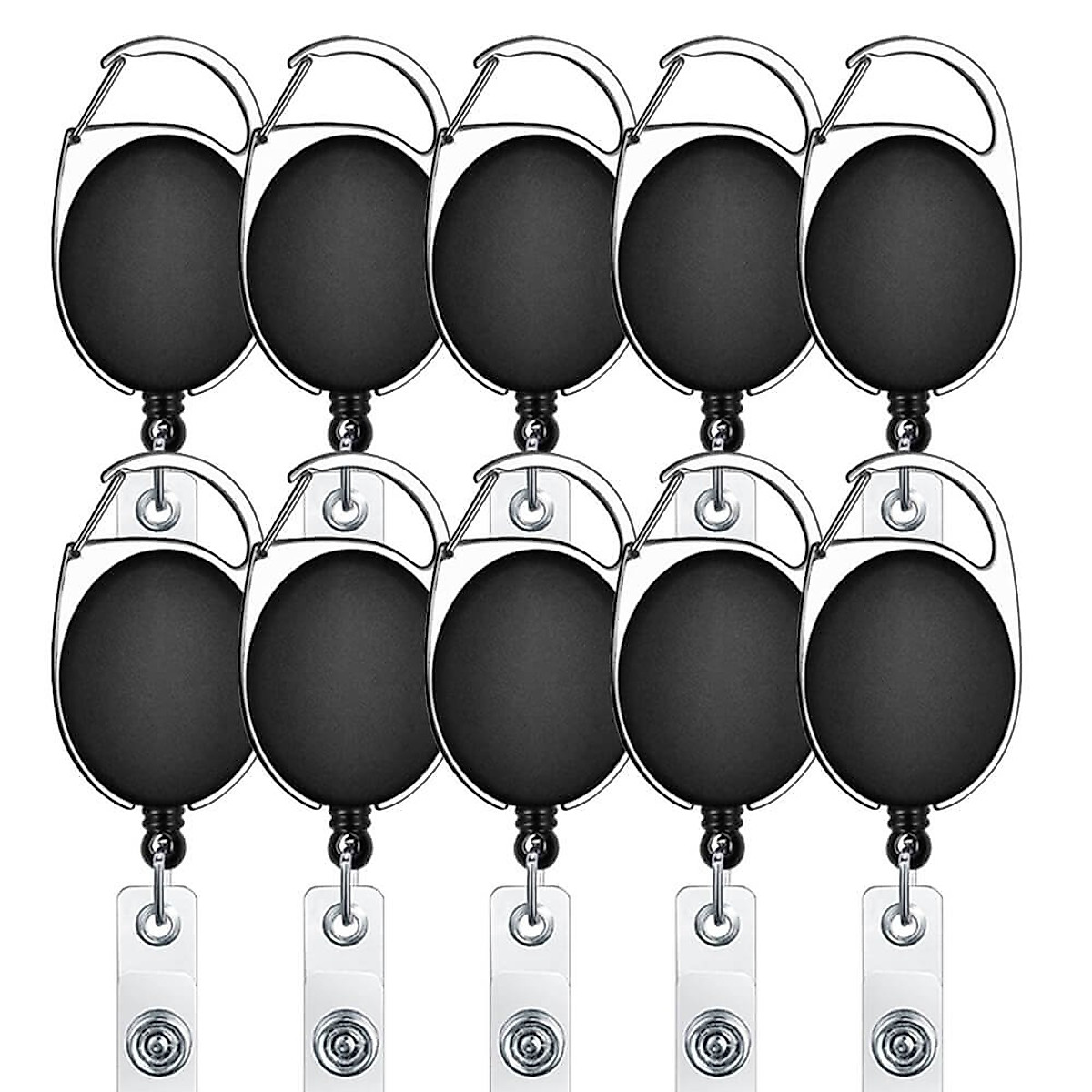 Selizo 10pcs Retractable Badge Holders Retractable ID Badge Clips Badge Reels Retractable with Carabiner Reel Clip