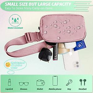 KIKIMINK Fanny Packs for Women Men - Mini Belt Bag with Adjustable Strap Small Crossbody Bags Fashion Waist Pack for Workout Running Travel - Pink