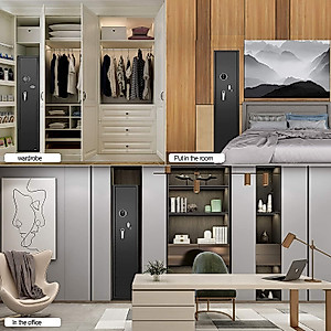 LANGGER V Biometric Gun Safe for Rifle, Upgraded Quick Access 4-Gun Large Rifle Gun Security Cabinet for Rifle Shotgun Firearms, with 2 Removable Storage Shelves