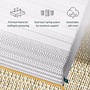 Leesa Legend Hybrid 12" Mattress, Queen Size Luxury Dual Hybrid/CertiPUR-US Certified/with Organic Cotton Mattress Cover / 100-Night Trial