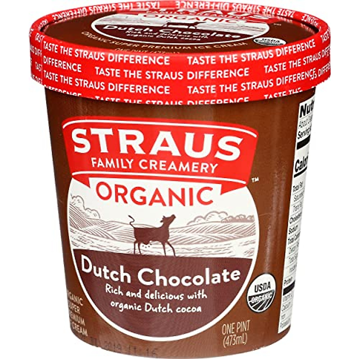 Straus Family Creamery, Organic Dutch Chocolate Ice Cream, 1 16 oz (Frozen)