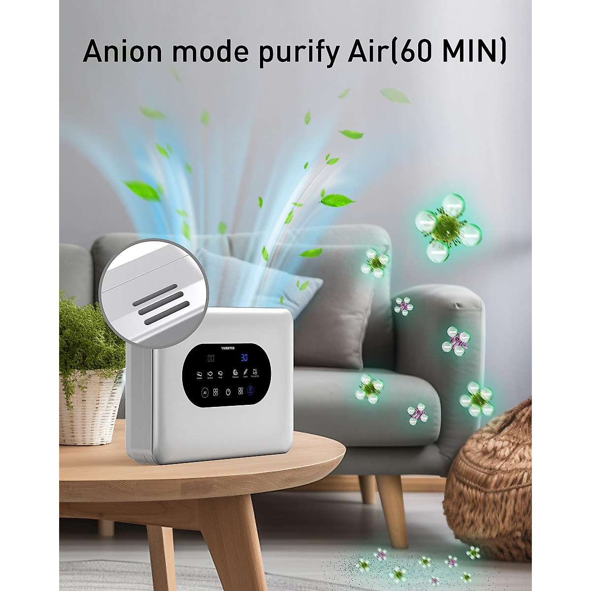 Portable Ozone Machine Generation for Water and Air, with Dual Outlets, Negative Ion and Timer，Silver