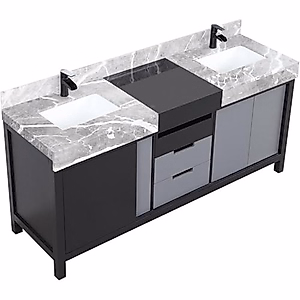 Lexora Home Zilara 72" Double Marble Top Bathroom Vanity with Black Faucet