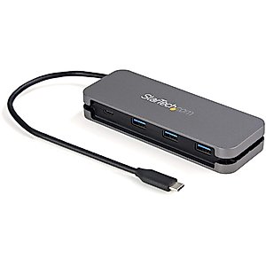 StarTech.com 4 Port USB C Hub - 3X USB-A/1x USB-C - 5Gbps USB 3.0 Type-C Hub (3.2/3.1 Gen 1) - Bus Powered - Portable USB-C to USB-A Adapter Hub - 11.2" (28.5cm) Cable w/Cable Management (HB30CM3A1CB)
