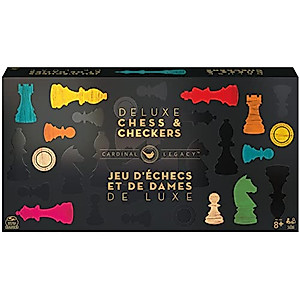 Spin Master Games Legacy Deluxe Chess & Checkers Set, Classic Two Player Game Includes Folding Board with Solid Wood Playing Pieces, for Kids and Adults Ages 8 and Up